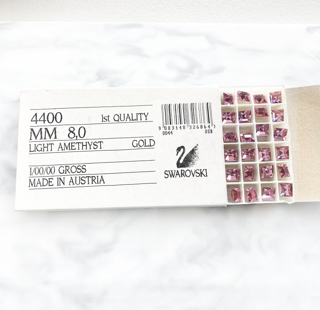 6x Swarovski Crystal 8mm Light Amethyst Rhinestone, 4400 Square Foiled ...