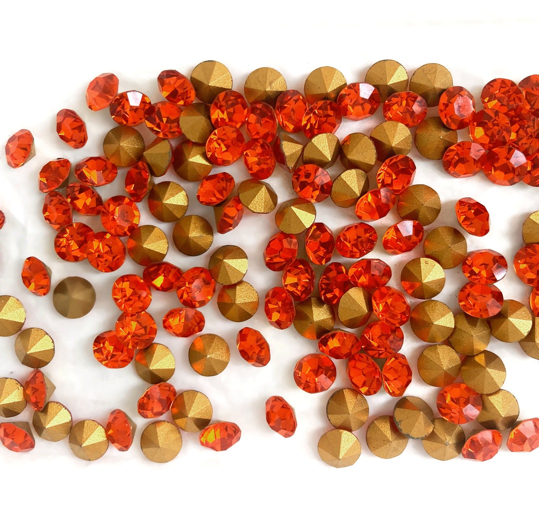 8x SWAROVSKI Crystal Hyacinth 7mm SS34, Swarovski Crystal Orange ...