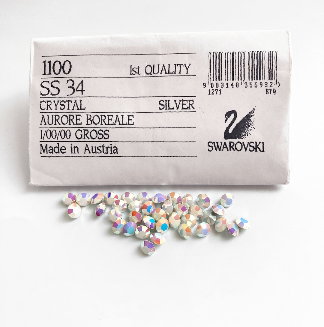 6x Swarovski Crystal AB 7mm SS34, Swarovski AB Rhinestones 1100, RARE ...