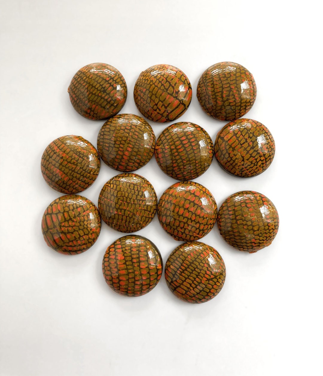 Vintage 'reptile Skin' Effect Plastic Cabochons, 20mm Round Flatback ...