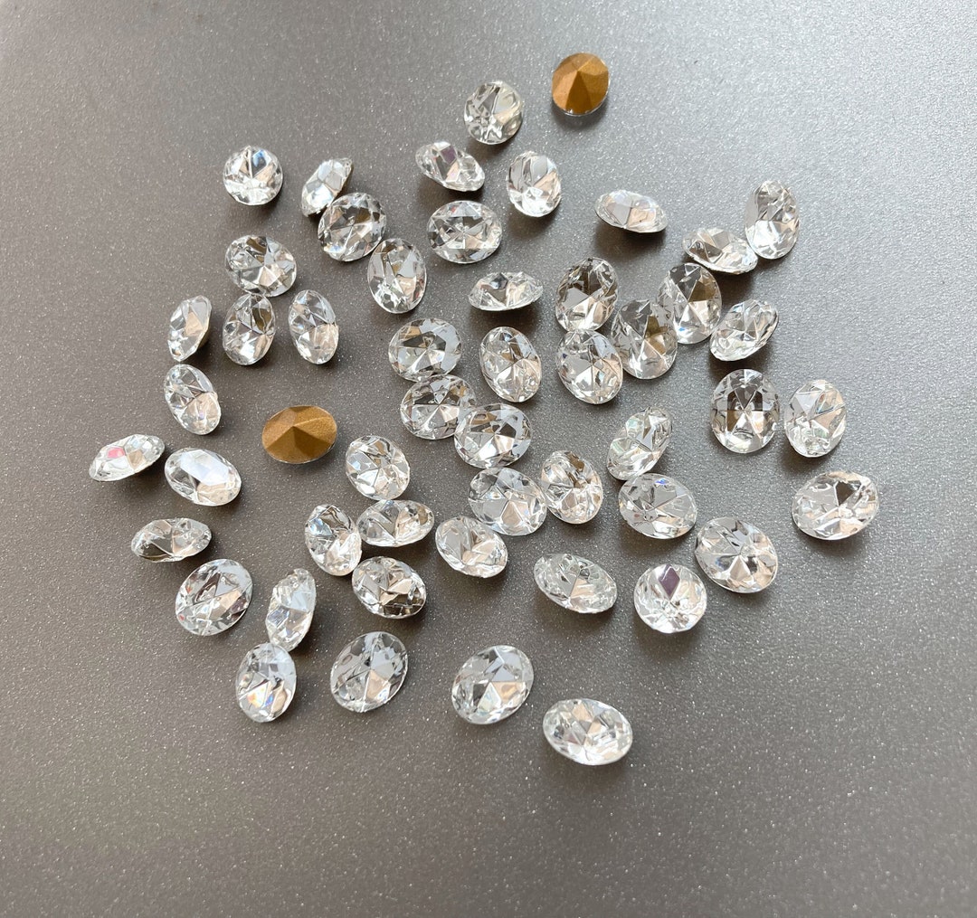 8x Swarovski Crystal Ovals 10mm X 8mm, Clear Foiled Rhinestone 4130/2 ...