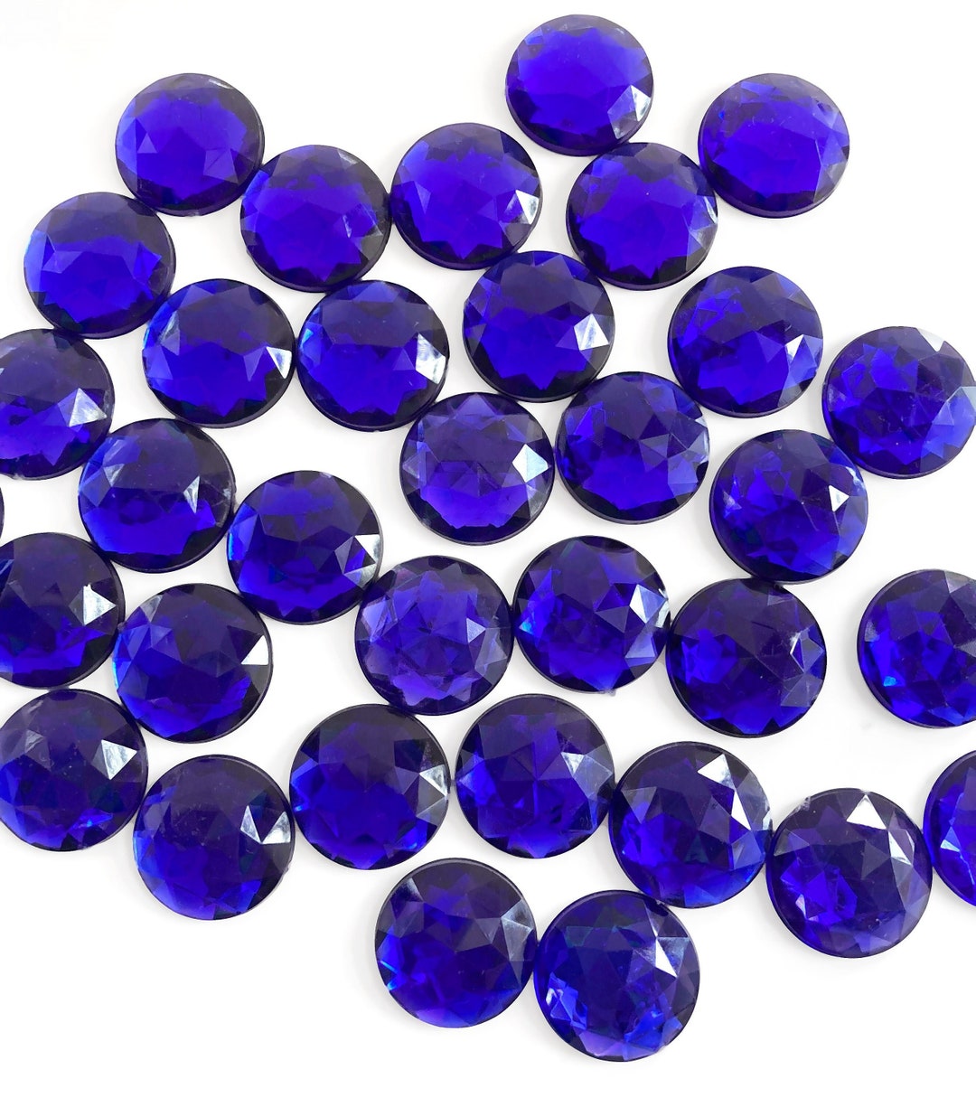 10x Blue Acrylic Flatbacks 18mm, Sapphire Flat Backs, Deep Blue Plastic ...