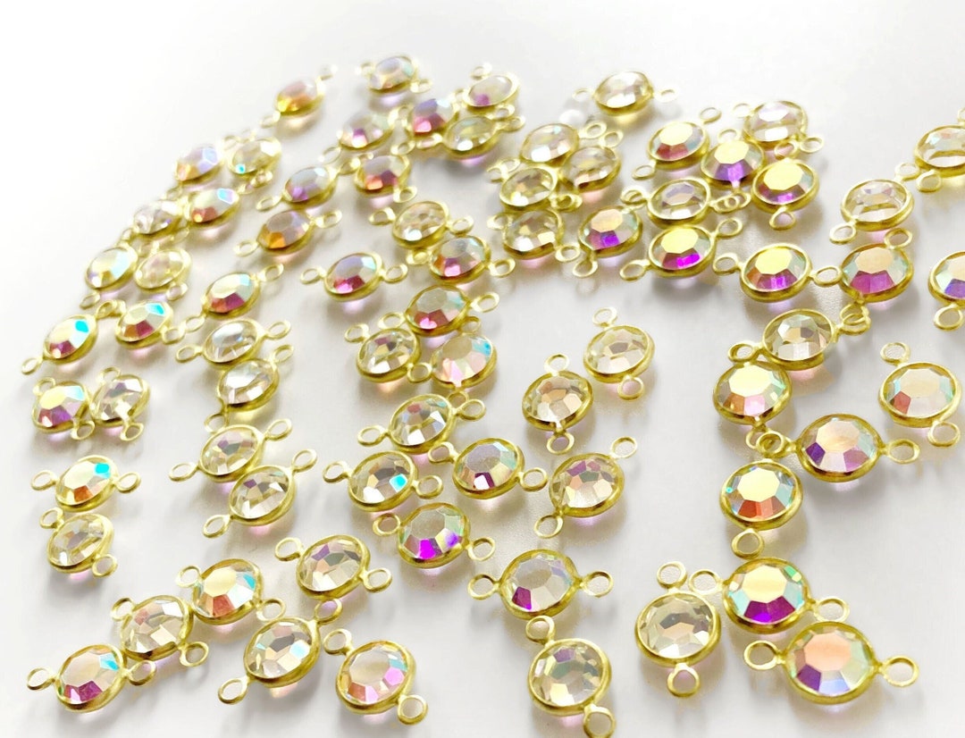 6x Swarovski Crystal AB Connectors, Swarovski Channels With 2 Loops ...