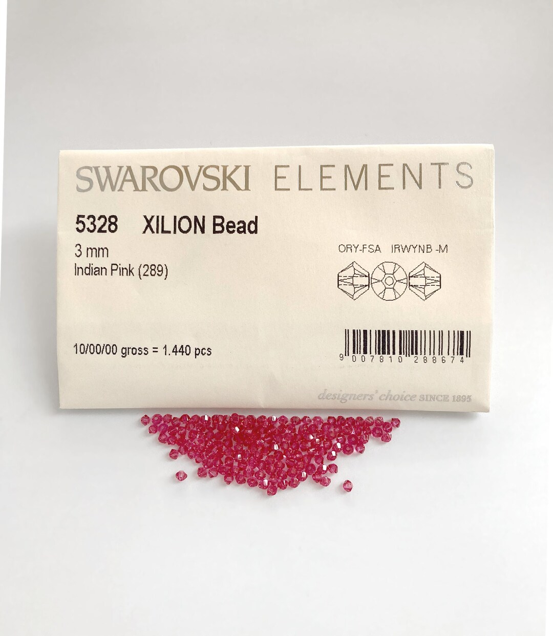 40x Swarovski Crystal 3mm Indian Pink Beads, Swarovski Bicones 5328 ...