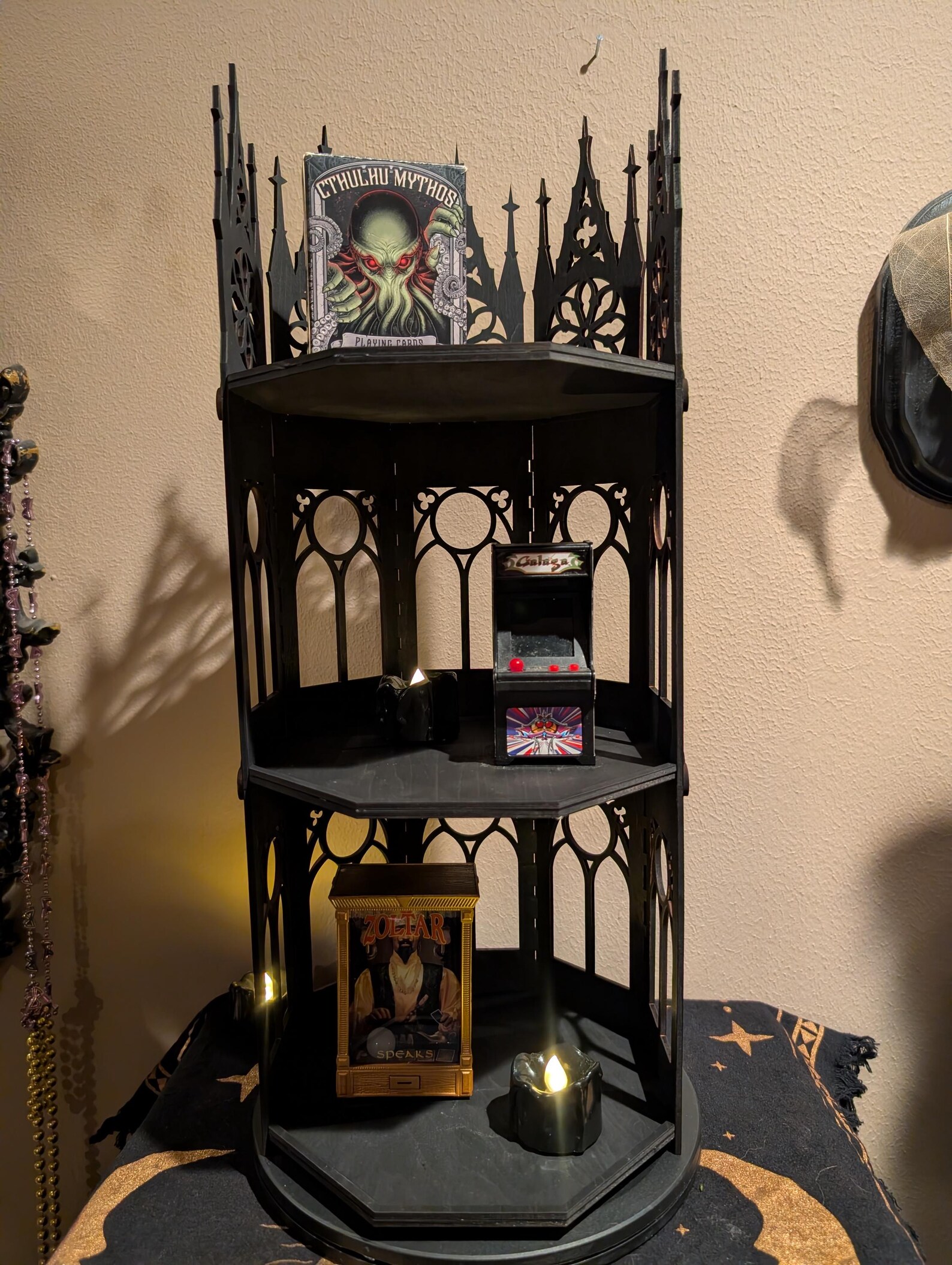 18" XL Wooden Gothic Witch Altar Shelf, Cathedral Curio Display for ...