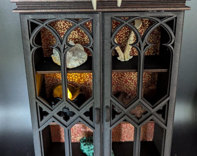 Gothic Curio Cabinet, Witchy Decor Shelf for Crystals, Tealights, or ...