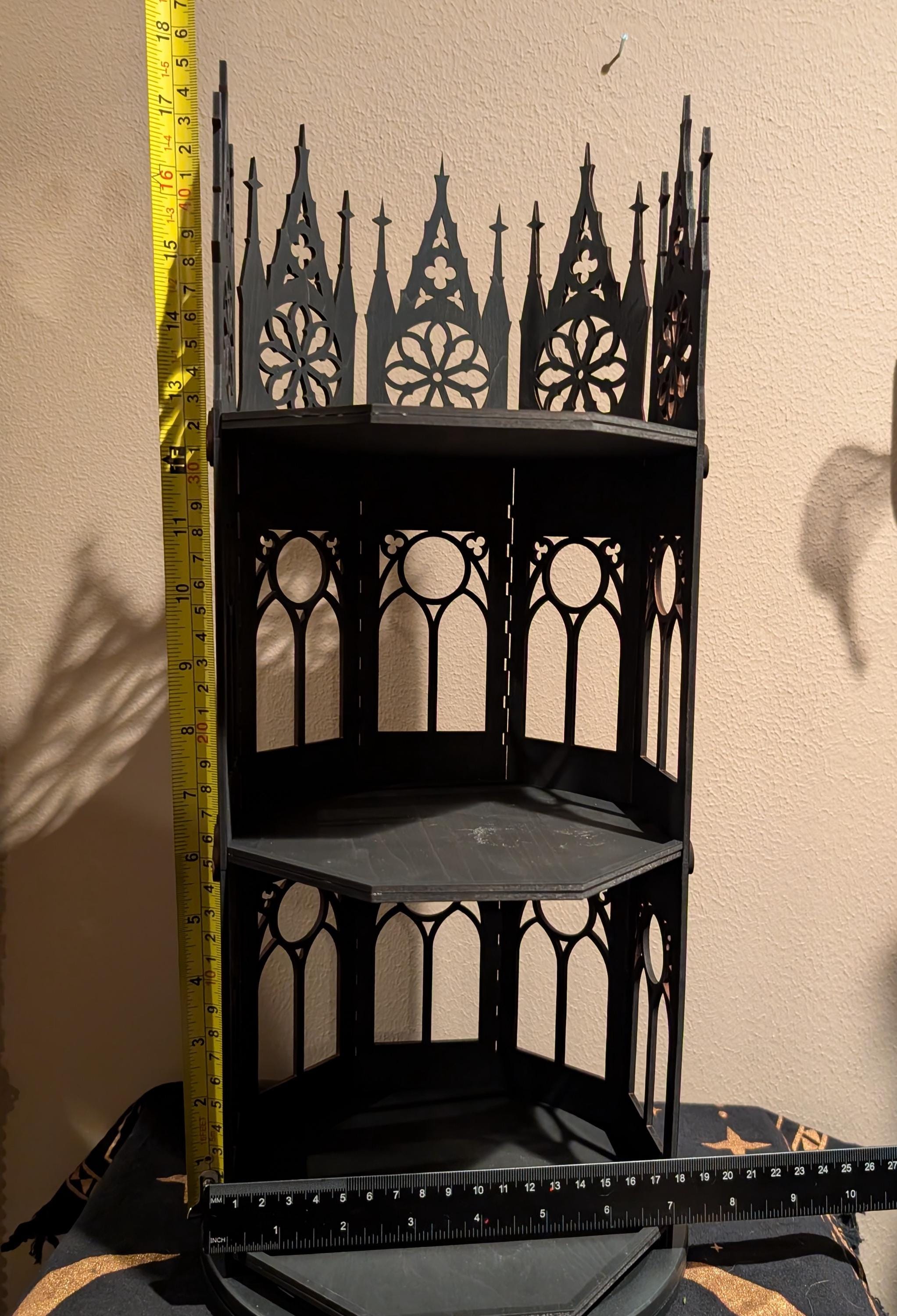 18" XL Wooden Gothic Witch Altar Shelf, Cathedral Curio Display for ...