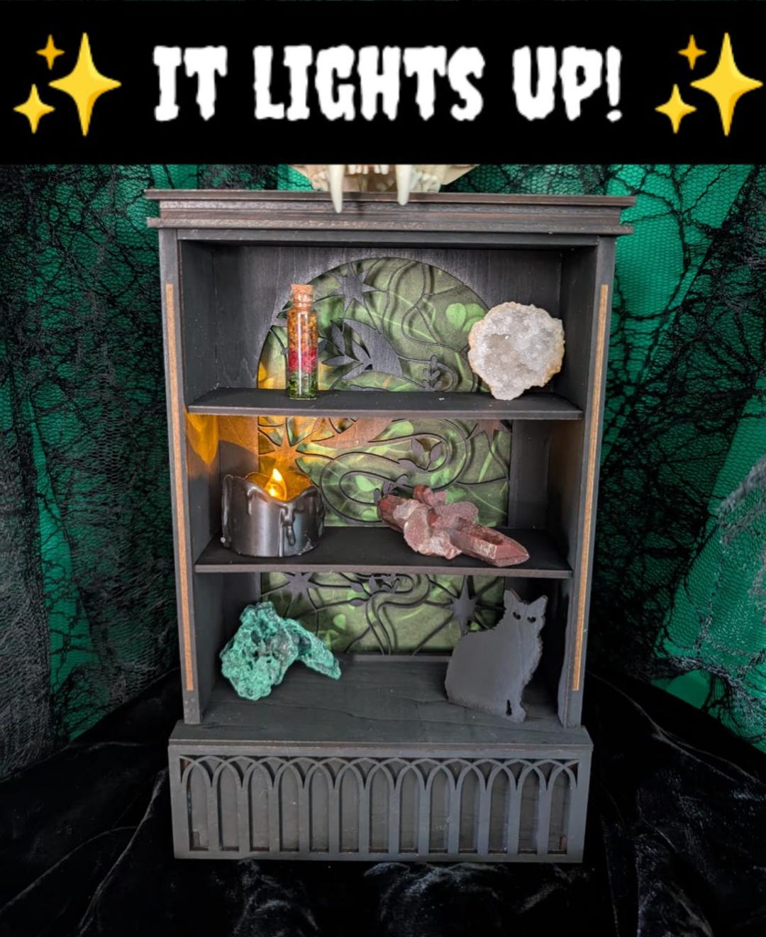 Light up Display Shelf, Witchy Curio Shelf, Gothic Decor, Shelf for ...
