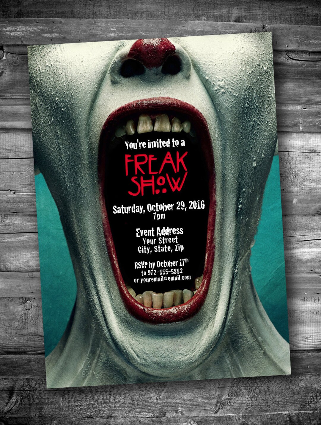 Creepy Clown Mouth Party Invitation - Etsy