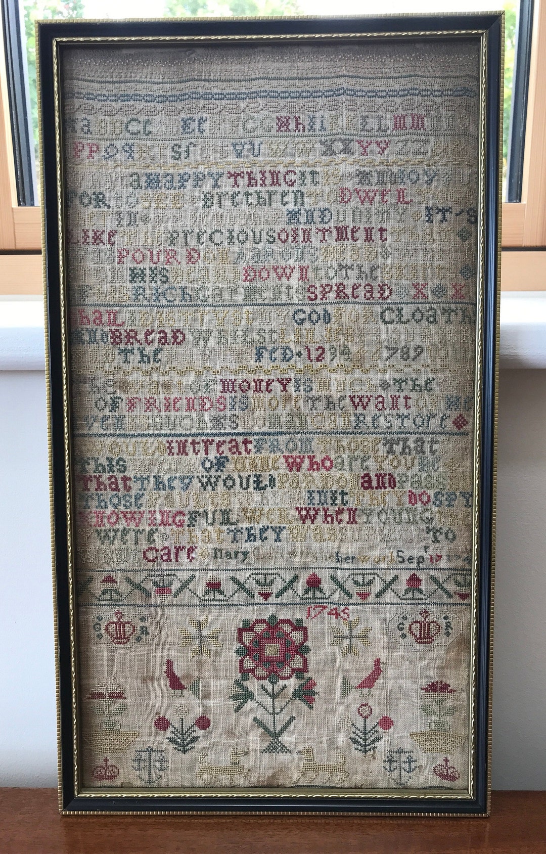 Antique Sampler: MARY CARTWRIGHT - 1745 - Etsy