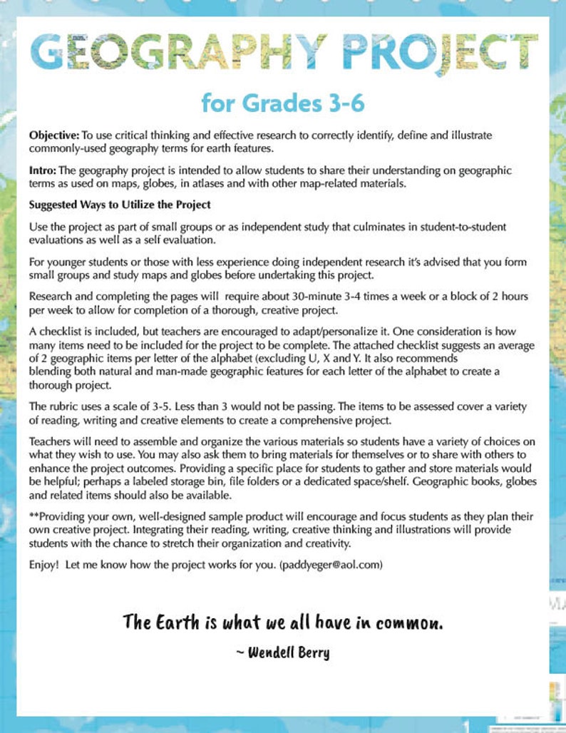 Geography Activities for Grades 3-6 | Indie Student Geography Project ...