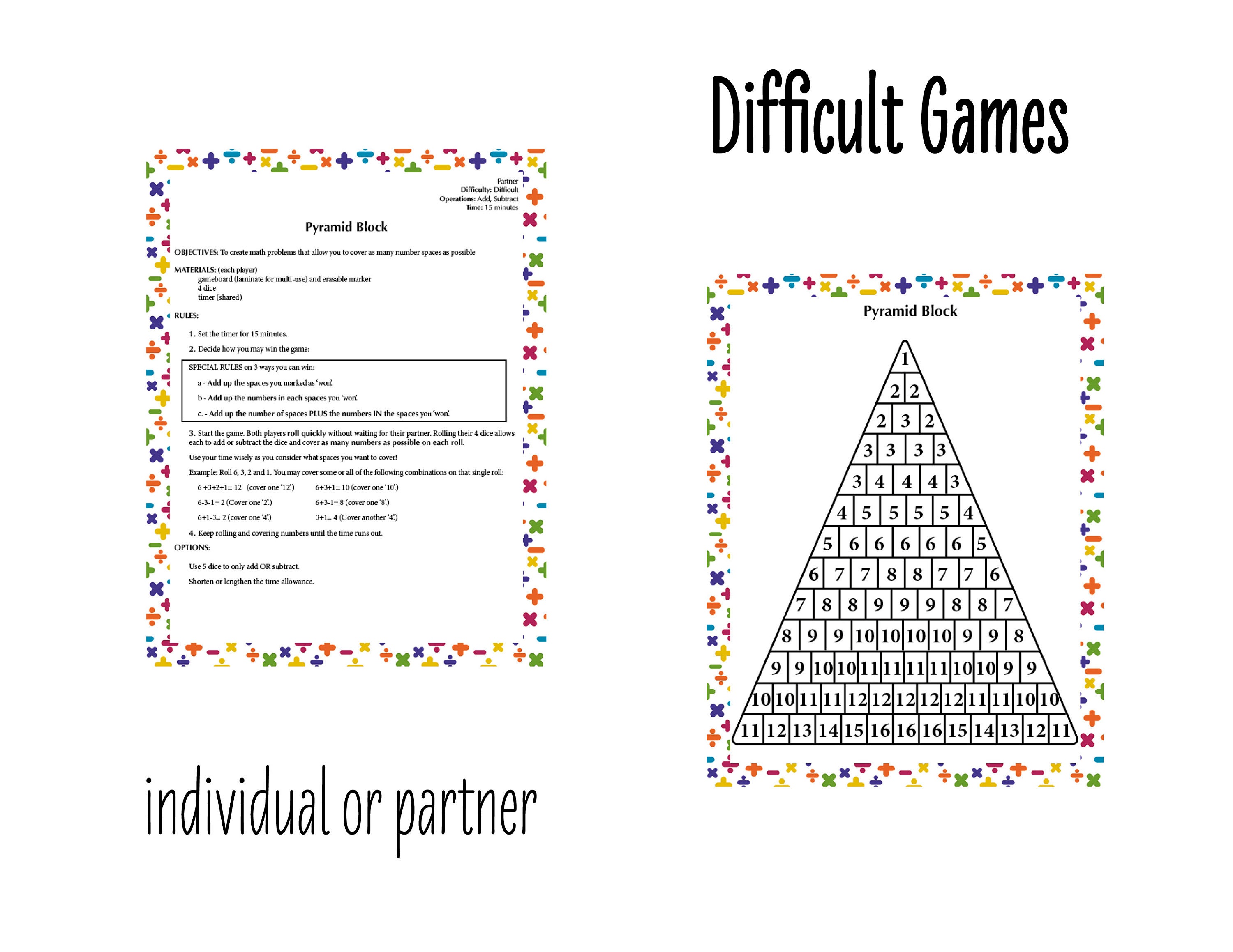 28 Primary Math Games to Practice Basic Math Facts - Packets E & F ...