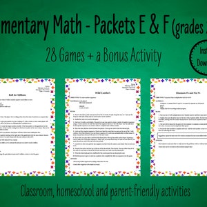28 Primary Math Games to Practice Basic Math Facts - Packets E & F ...