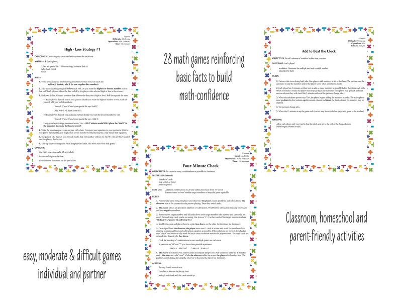 28 Primary Math Games to Practice Basic Math Facts - Packets C & D ...
