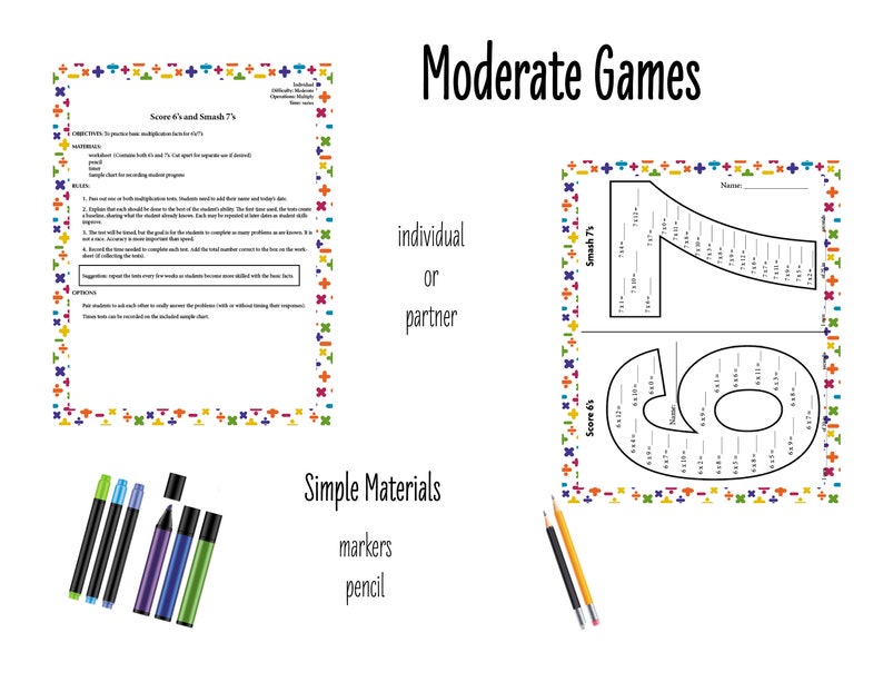 28 Primary Math Games to Practice Basic Math Facts - Packets E & F ...