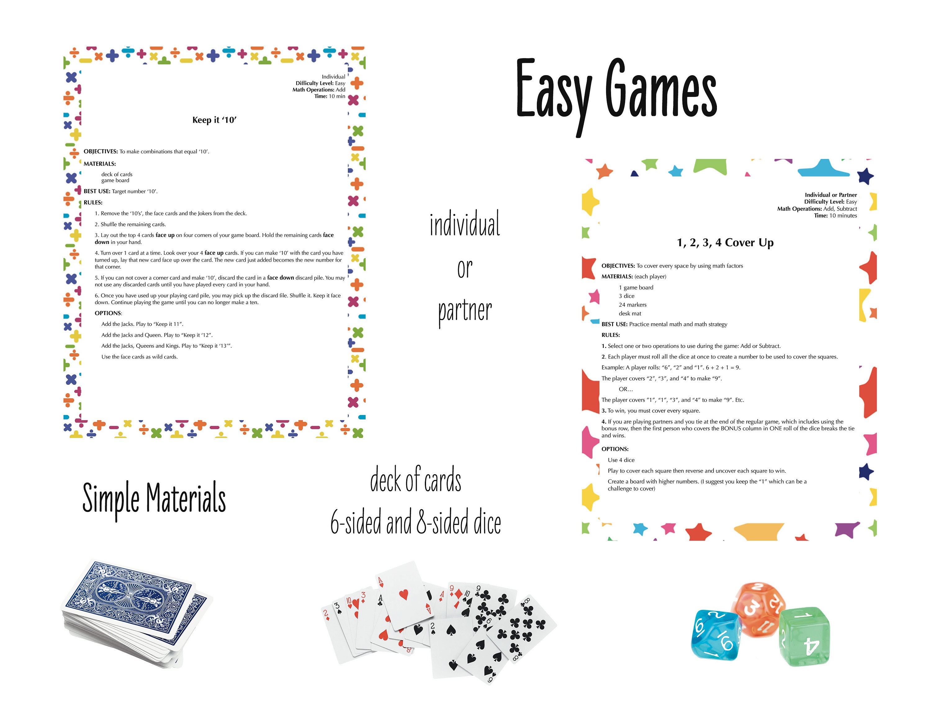 A Teacher's Dozen: 14 Primary Math Games to Practice Basic Math Facts ...