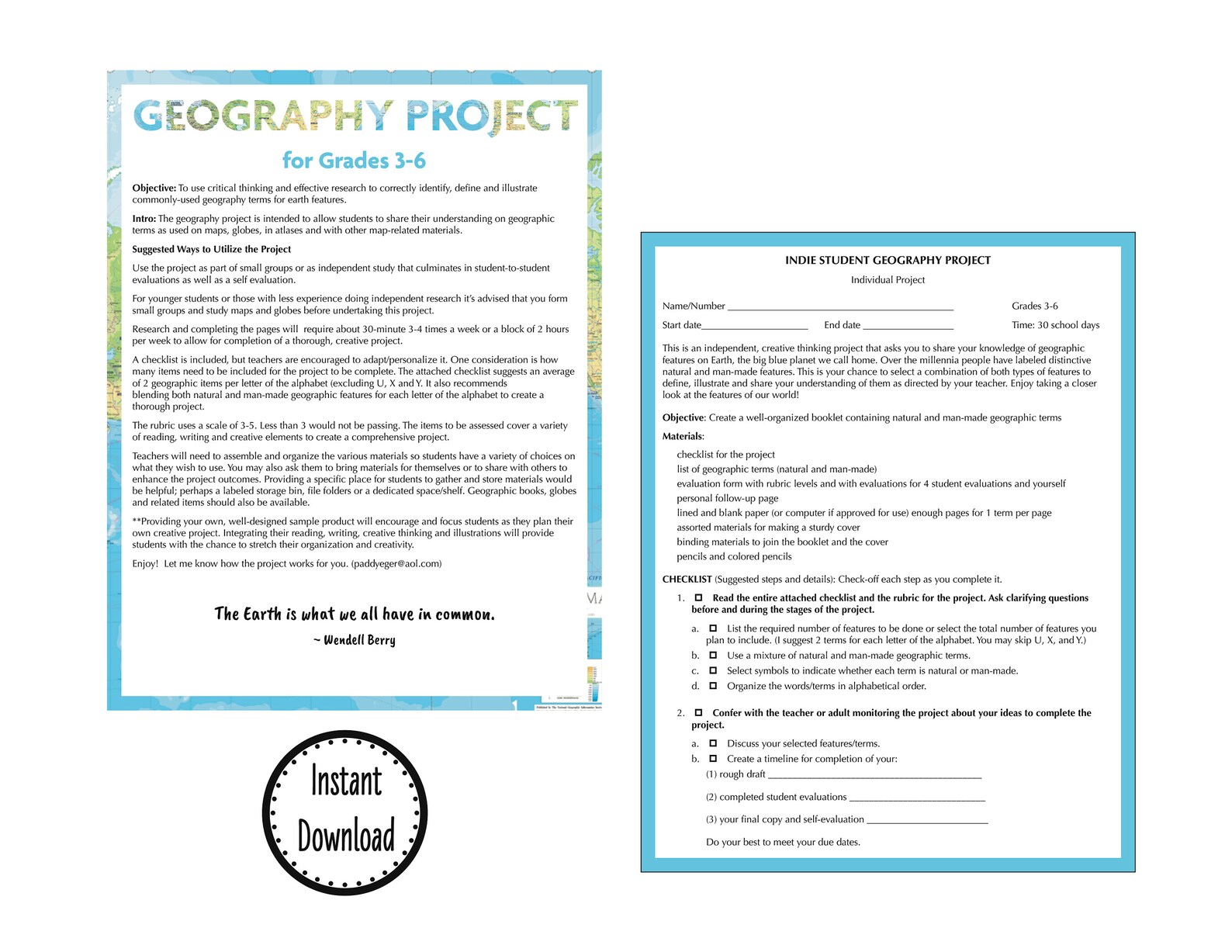 Geography Activities for Grades 3-6 | Indie Student Geography Project ...