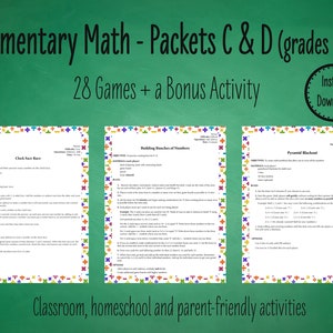 28 Primary Math Games to Practice Basic Math Facts - Packets C & D ...