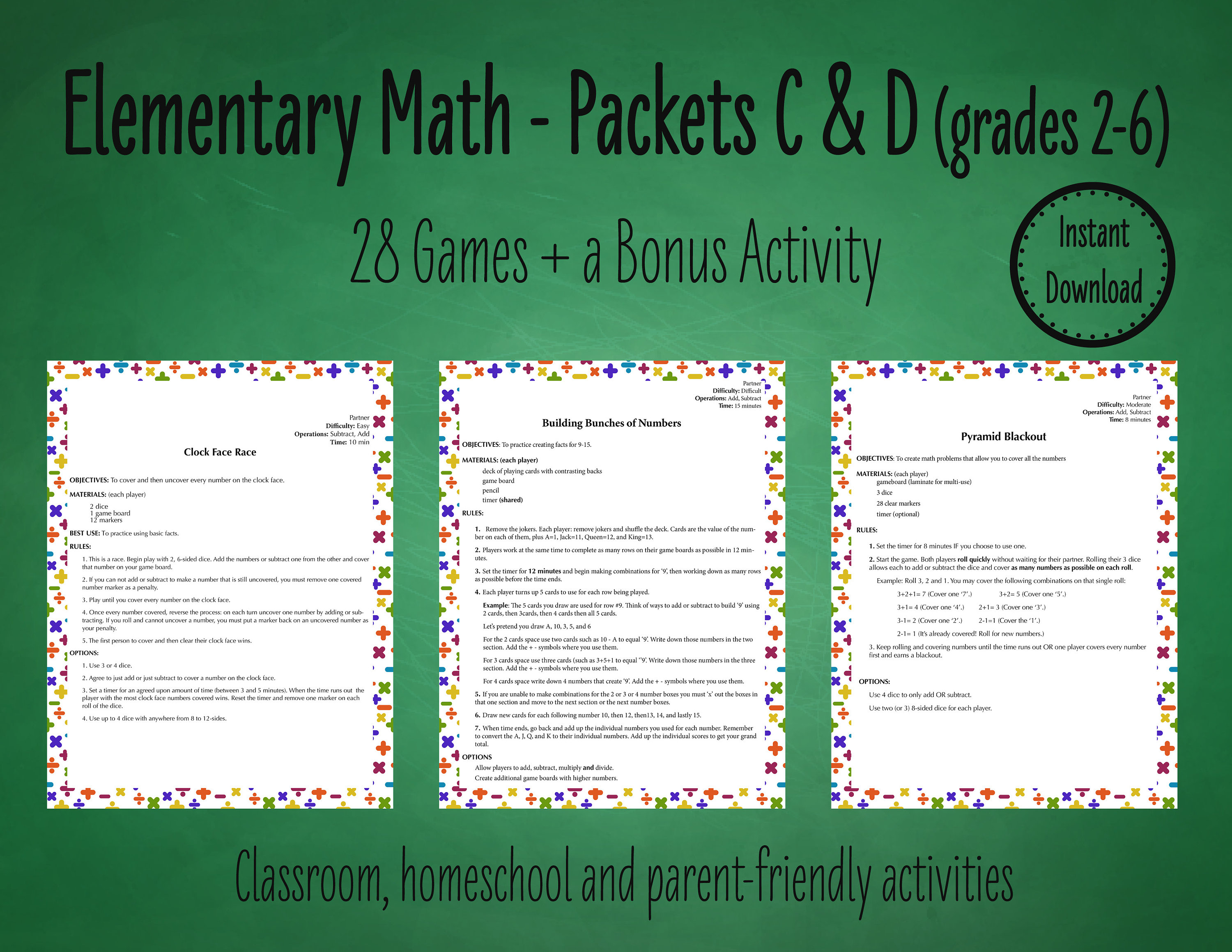 28 Primary Math Games to Practice Basic Math Facts - Packets C & D ...