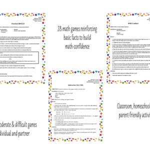 28 Primary Math Games to Practice Basic Math Facts - Packets E & F ...