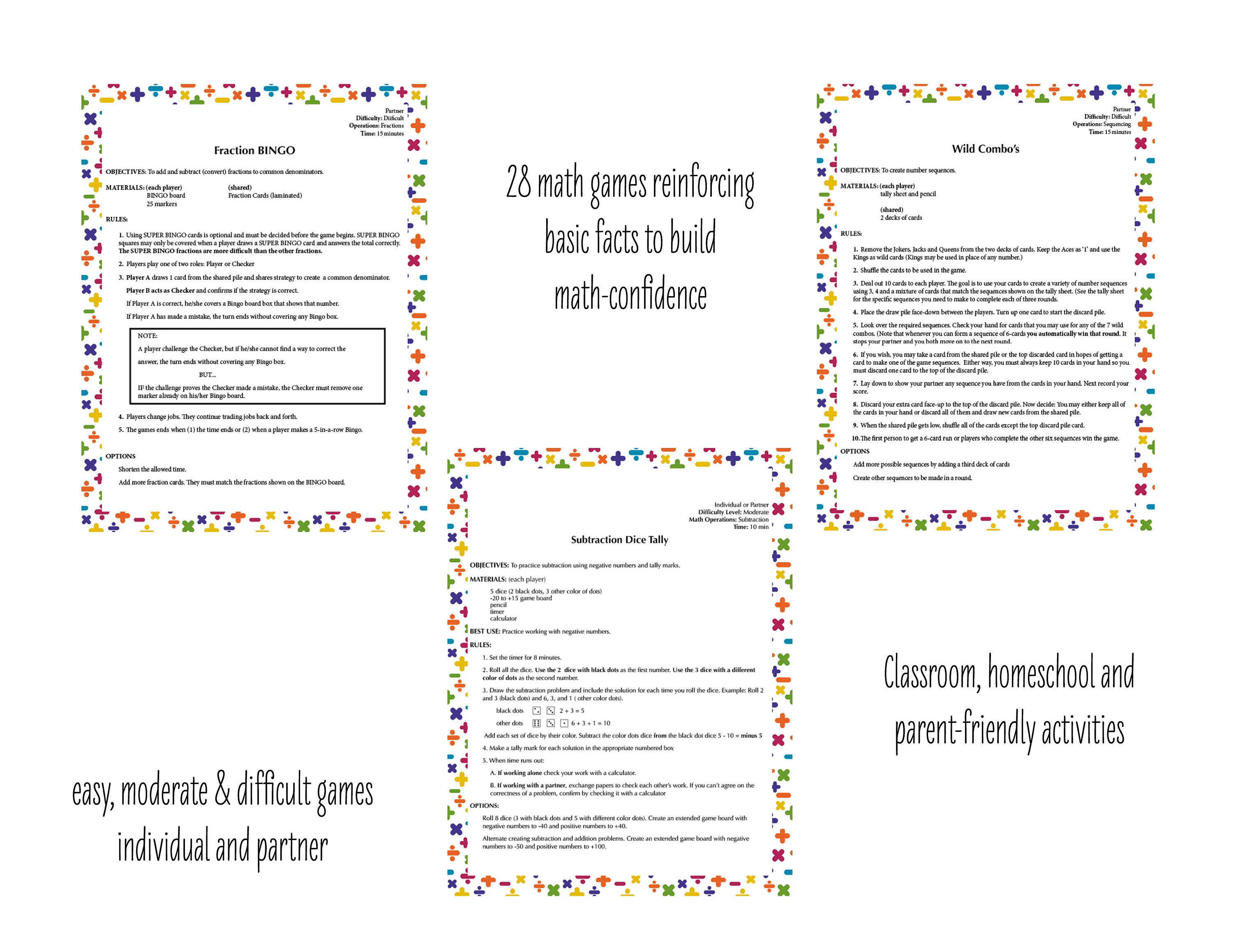 28 Primary Math Games to Practice Basic Math Facts - Packets E & F ...