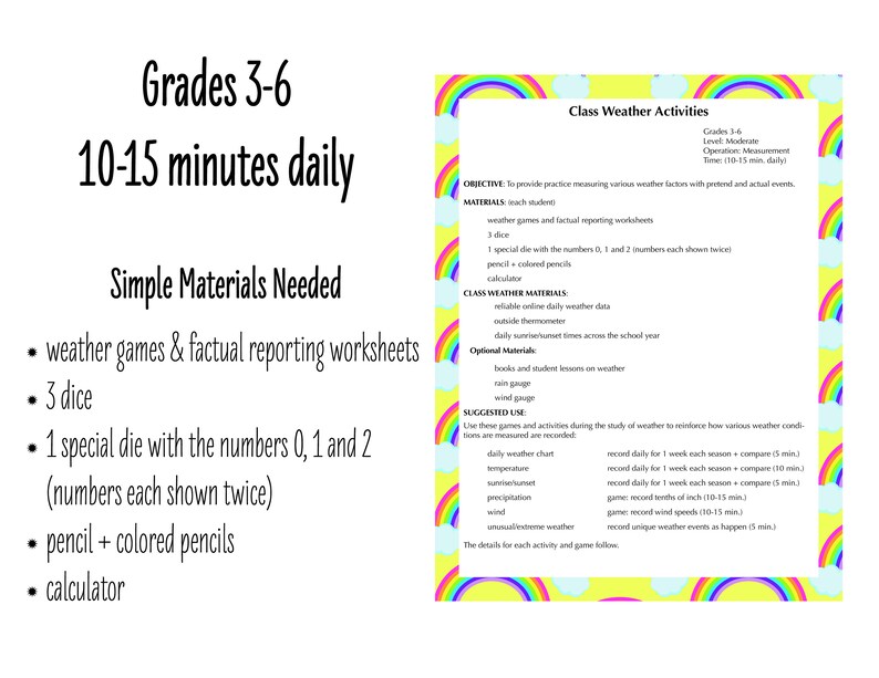 Class Weather Activities for Grades 3-6 | Distance Learning Activity ...