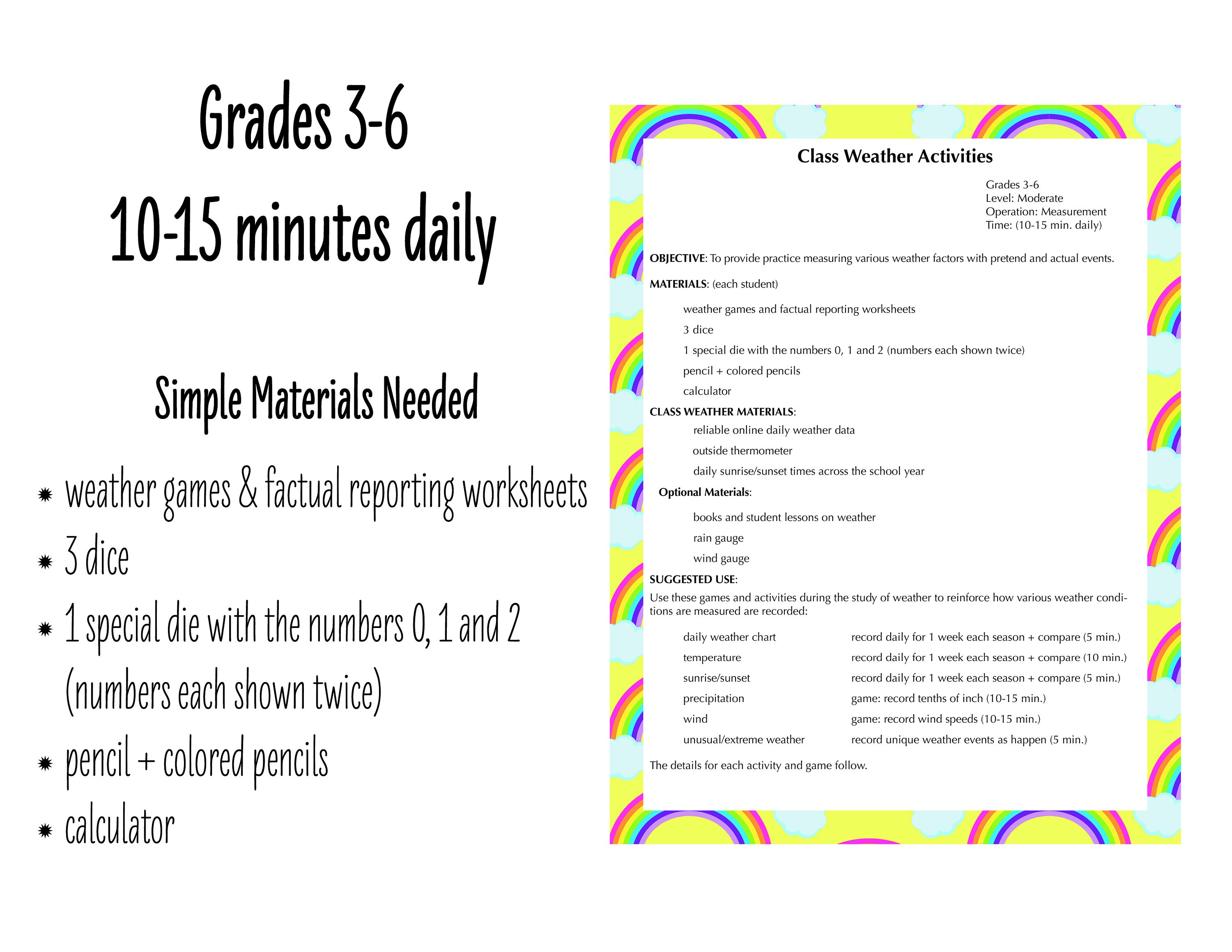 Class Weather Activities for Grades 3-6 | Distance Learning Activity ...