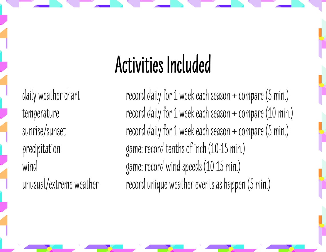 Class Weather Activities for Grades 3-6 | Distance Learning Activity ...