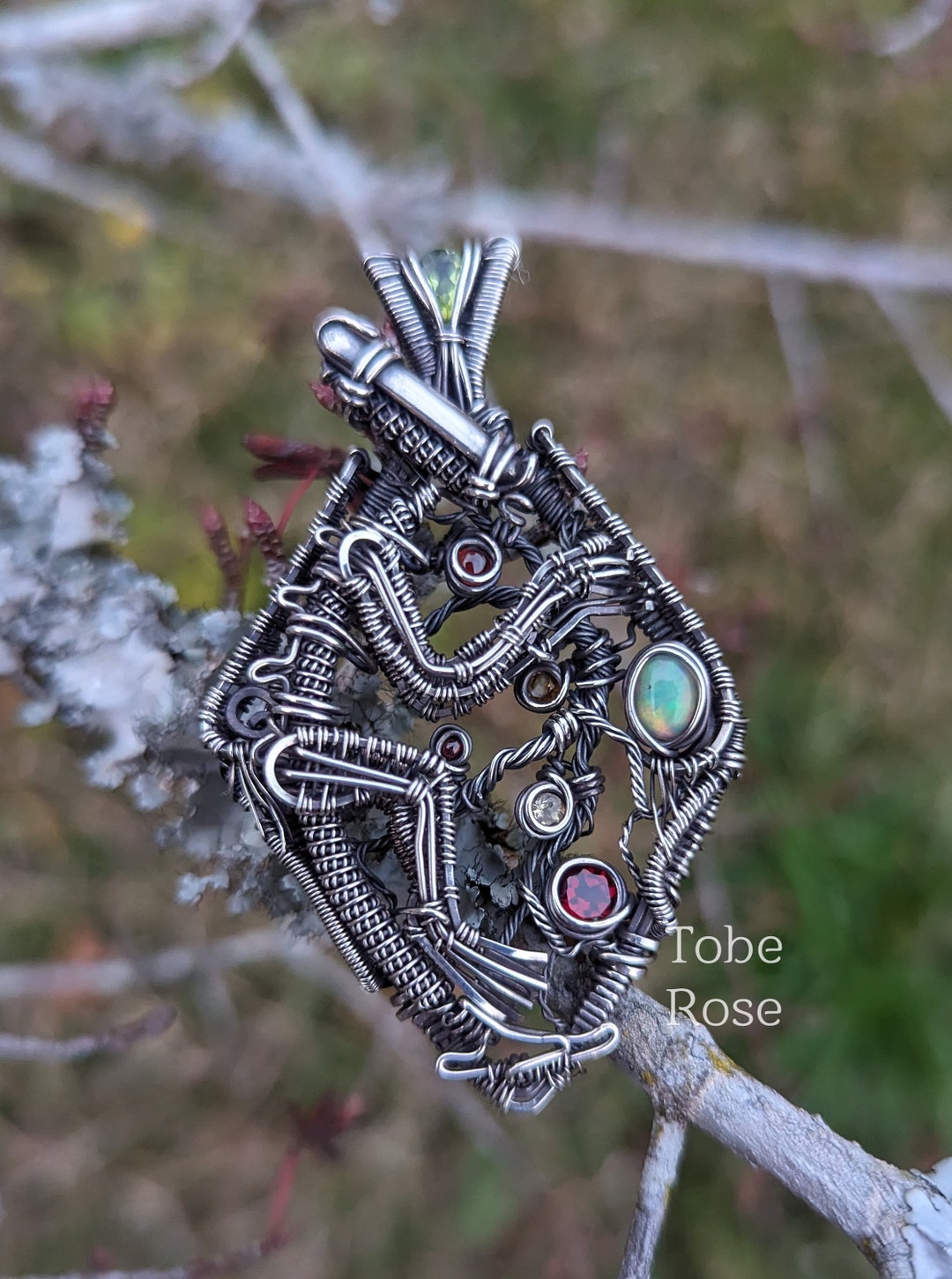 Alien Wire Wrapped Pendant Alien Pendant Alien Jewelry Sterling Silver ...