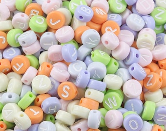 100pcs Colorful Letter Beads, Bright ABC Name Initial Letter Beads Kit ...