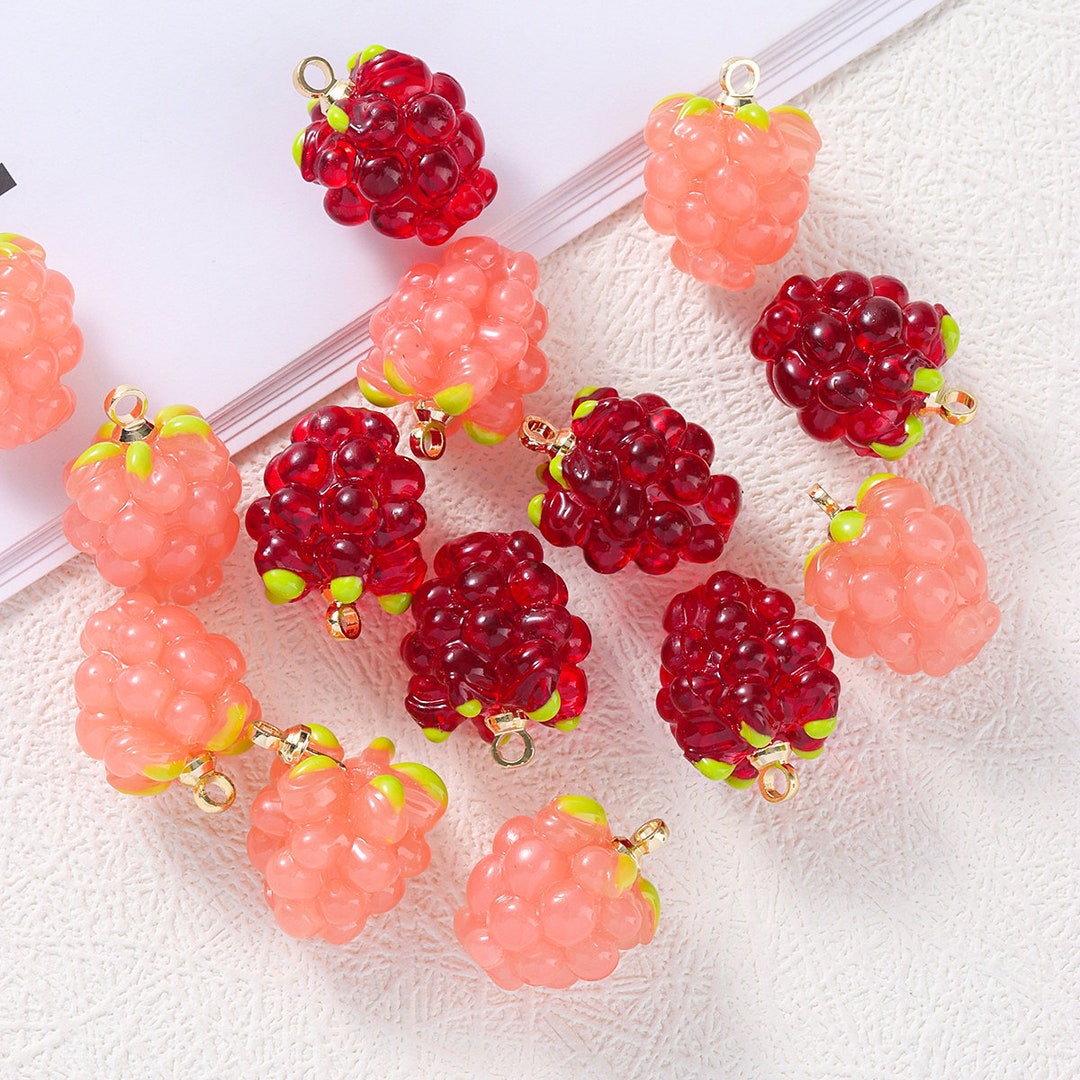 Raspberry Grape Resin Charms, 3D Fruit Pendants (2pcs) - Etsy
