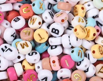 100pcs White Letter Beads, Bright Acrylic ABC Letter Name Bead Kit ...