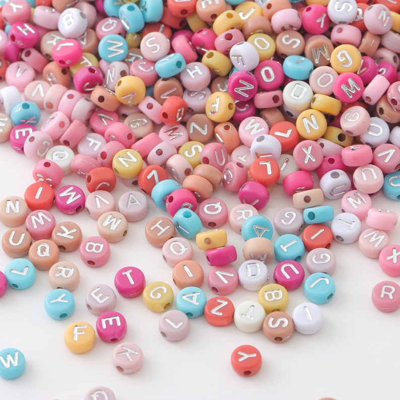 100pcs Colorful Round Letter Beads, DIY Jewelry Findings (4x7mm) - Etsy