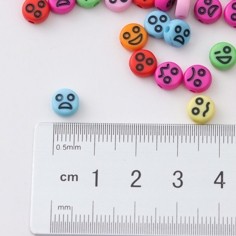 Colorful Emoji Beads, 7mm Round Acrylic Emoticon Beads, DIY Jewelry ...