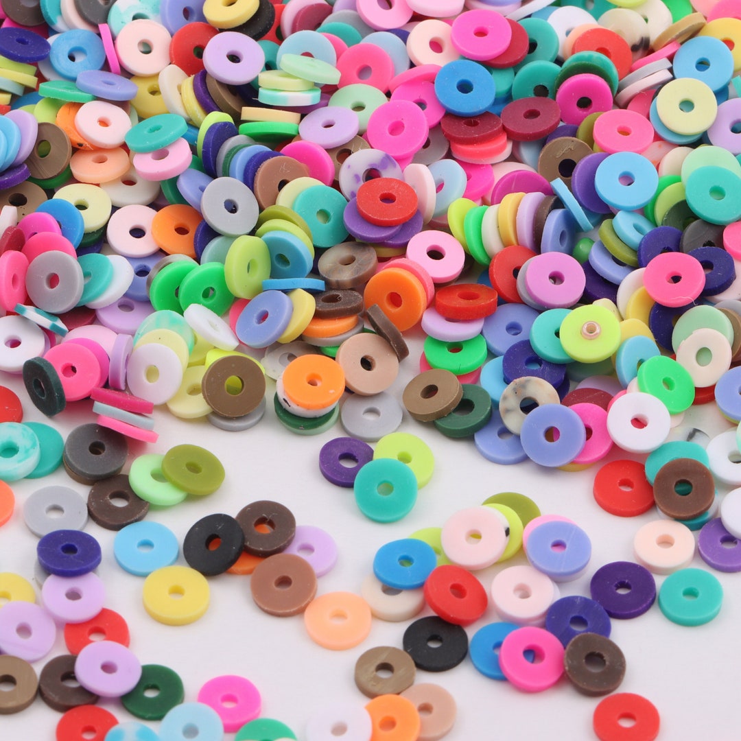 1000pcs 6mm Polymer Clay Disc Beads, African Vinyl Heishi Beads, Muti ...