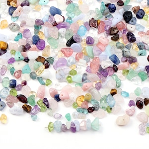 24 Genuine Gemstone Chip Beads Kit, Assorted Irregular Shape Mini ...