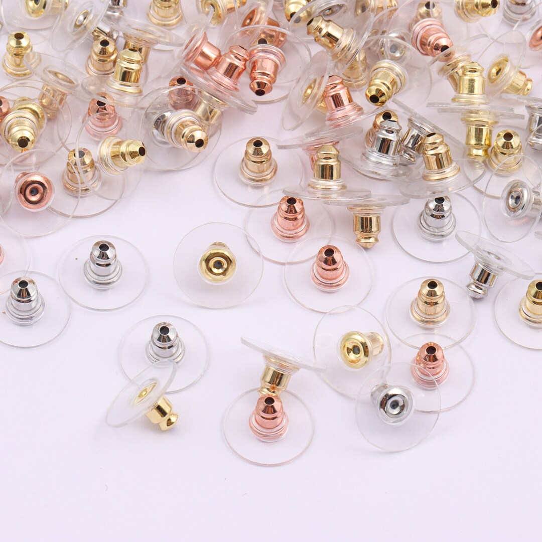 50pcs Clear Plastic Earring Nuts Backs, Disc Earring Stopper With Pads ...