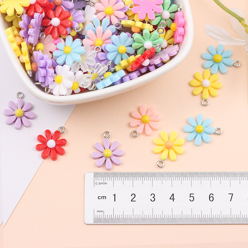 10pcs Colorful Acrylic Daisy Charms, DIY Jewelry Making - Etsy