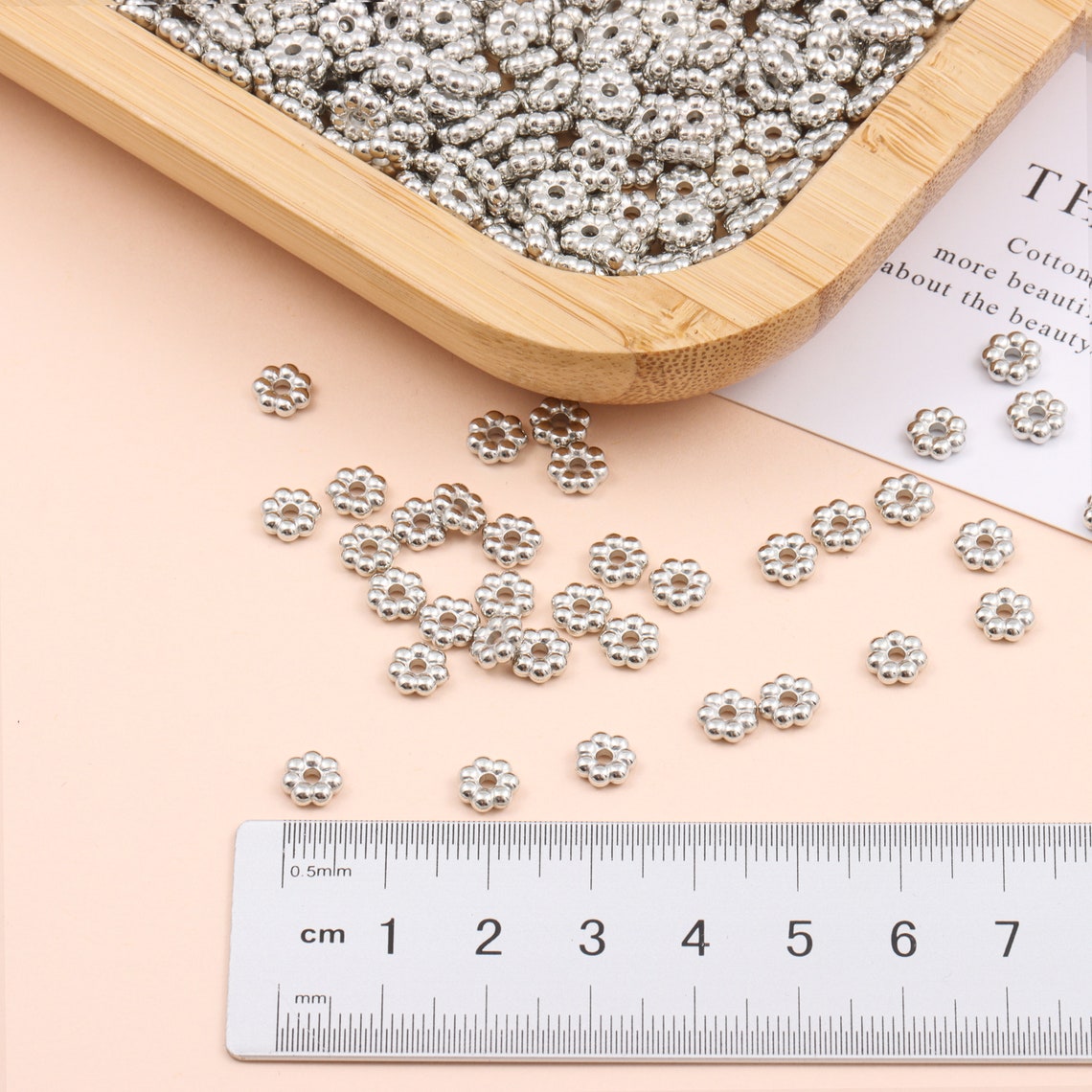 100pcs 6mm Gold Silver Flower Shape Beads, CCB Cute Littel Flower ...