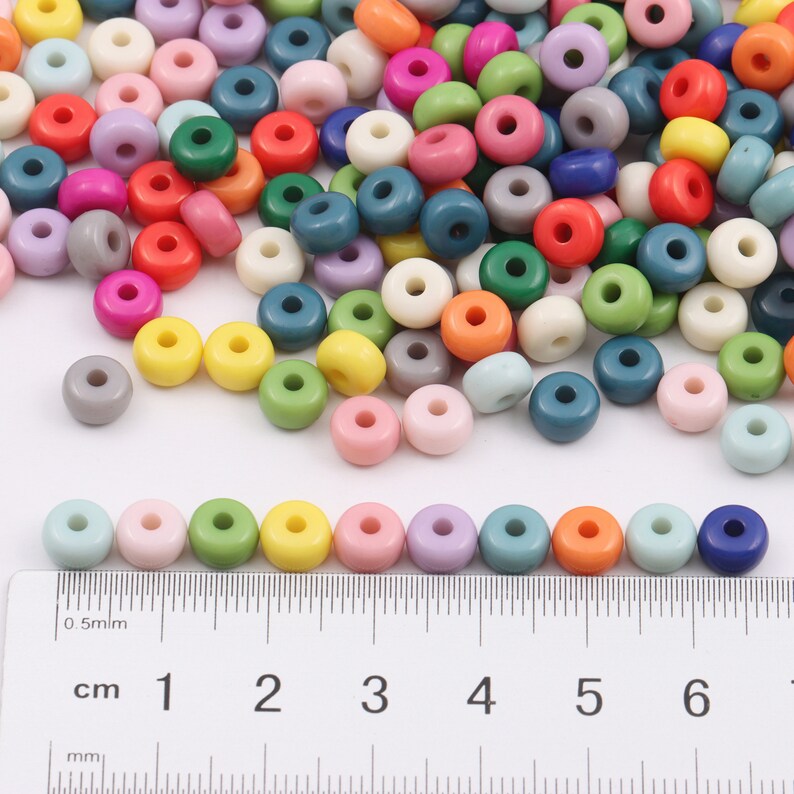 100pcs Multi-colored Acrylic Round Beads, 4x7mm DIY Jewelry Supplies - Etsy