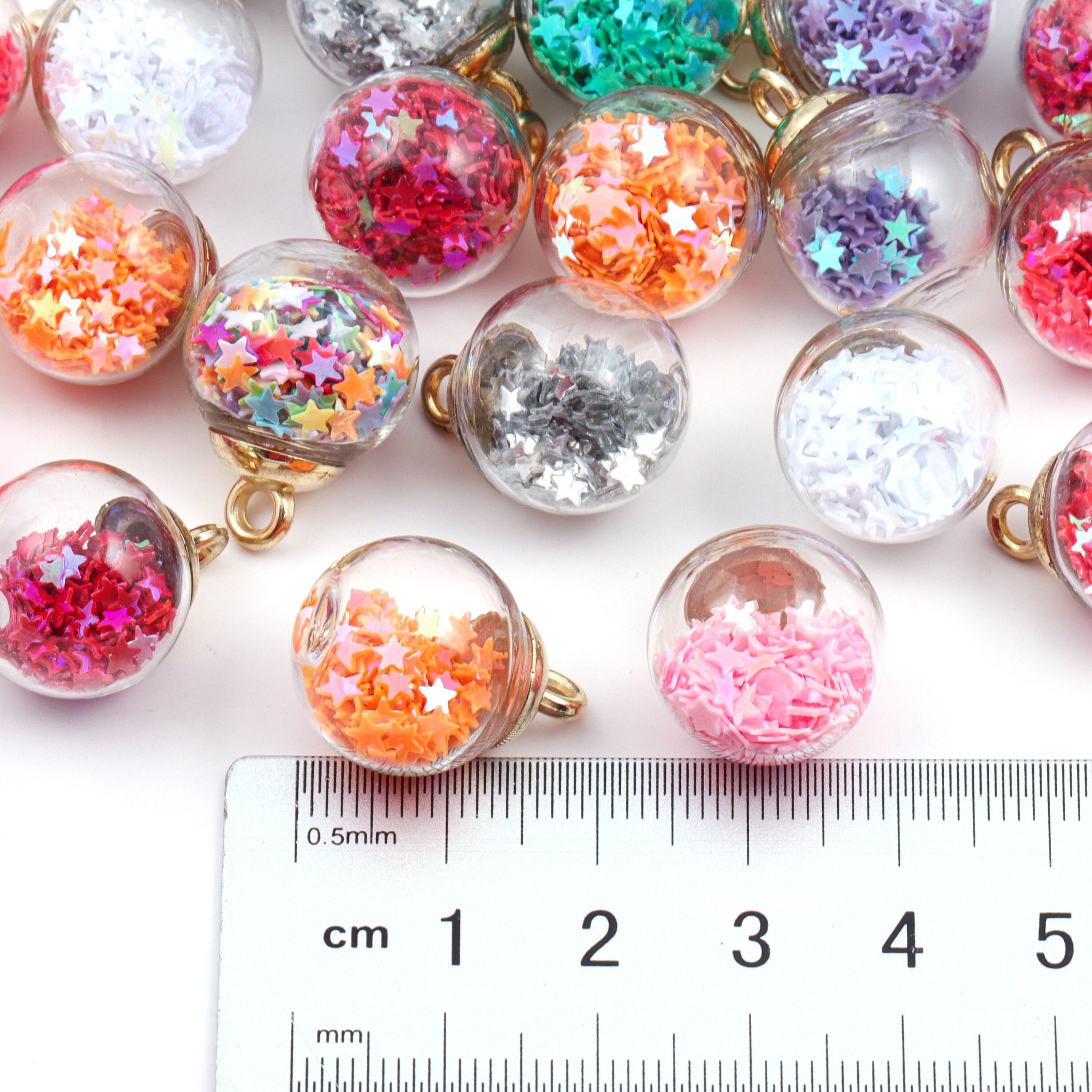 10pcs Glass Ball Charms With Sparkly Stars, DIY Jewelry Findings - Etsy