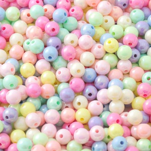 100pcs 8mm Colorful Round Beads, Mixed Gradient Color Cute Clear Shiny ...