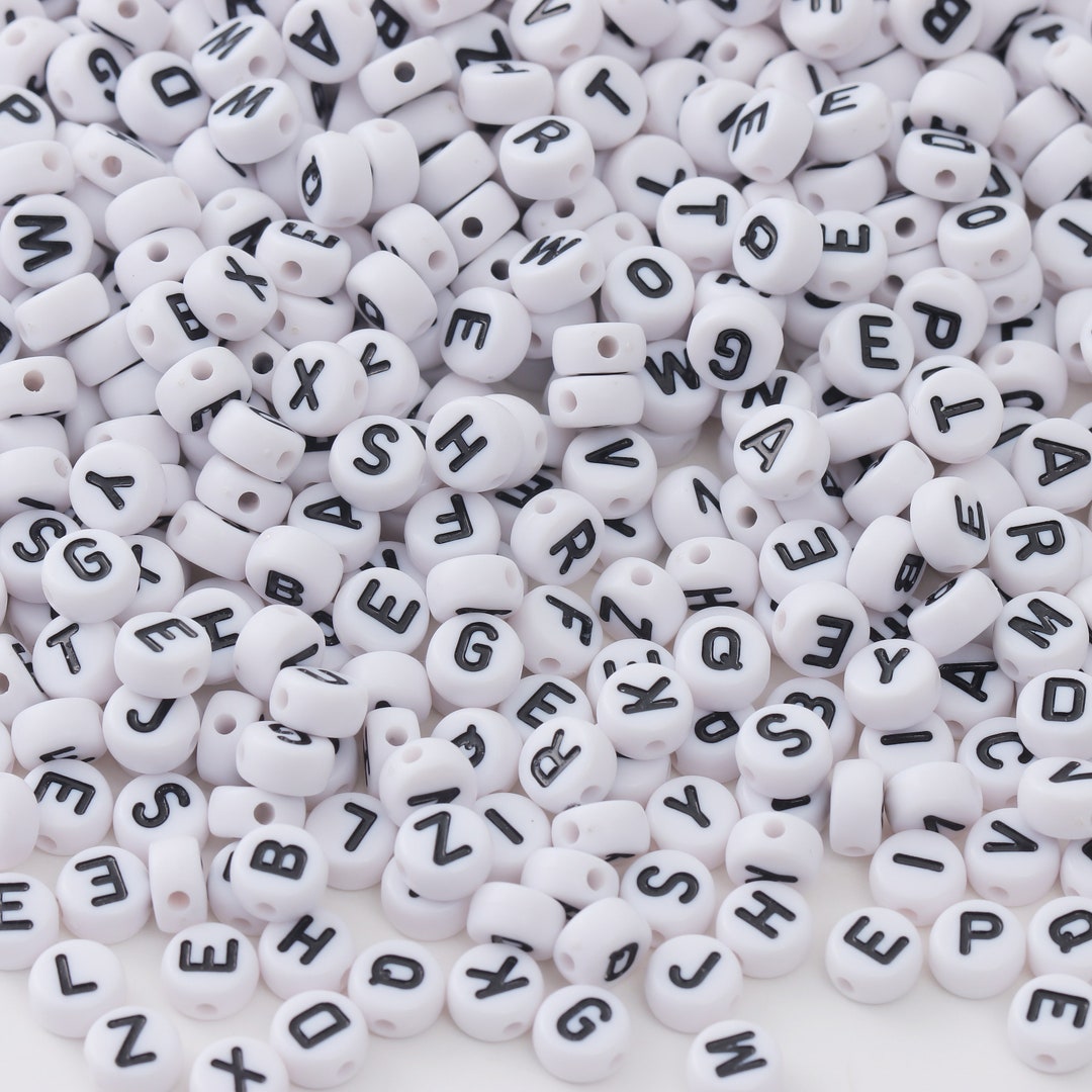100 White Acrylic Letter Beads, DIY Jewelry Making, 4x7mm - Etsy