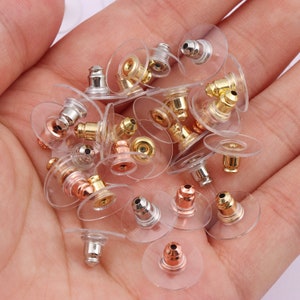 50pcs Clear Plastic Earring Nuts Backs, Disc Earring Stopper With Pads ...