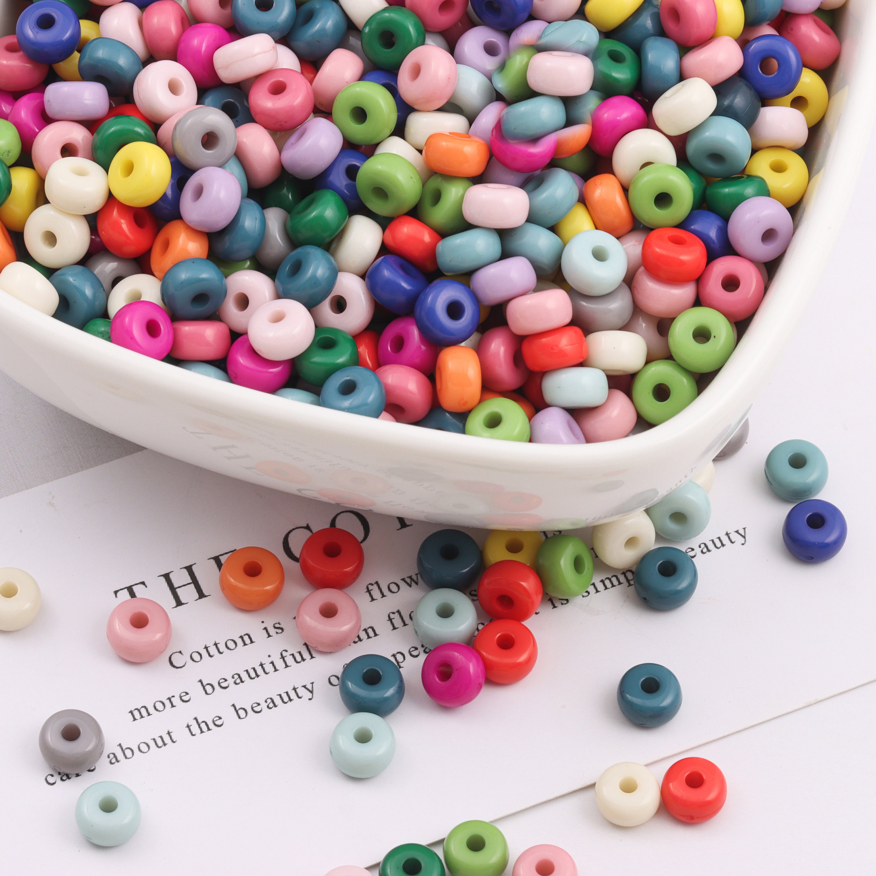 100pcs Multi-colored Acrylic Round Beads, 4x7mm DIY Jewelry Supplies - Etsy