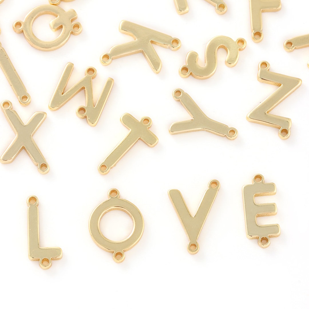 18k Gold Filled 26 Letter Connectors, Alphabet Connector, Name Initial ...