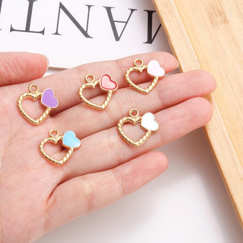 Hollow Double Heart Charm - Etsy