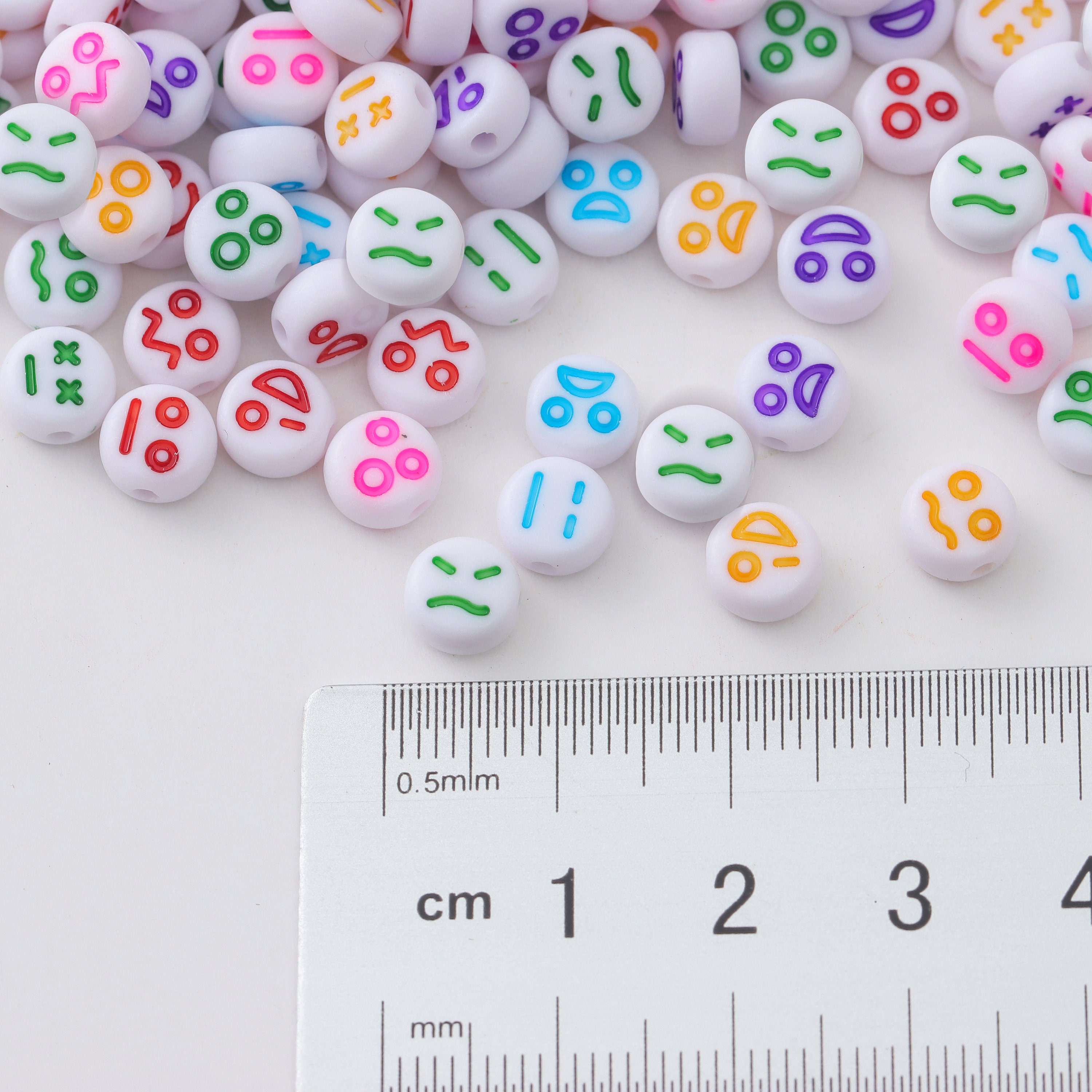 Colorful Emoji Beads, 7mm Round Acrylic Emoticon Beads, DIY Jewelry ...