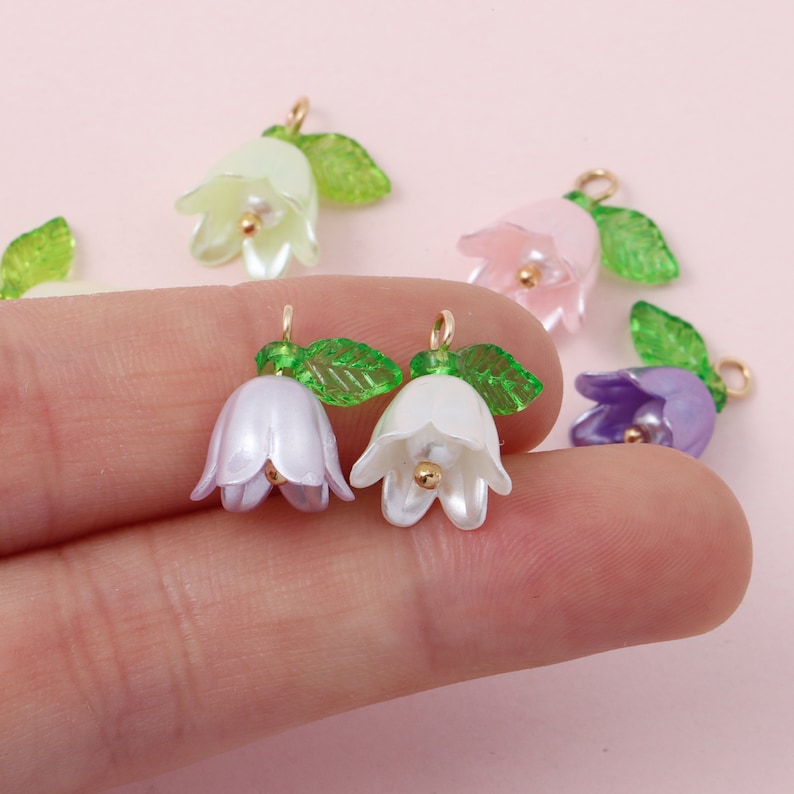 10 Colorful Bell Flower Charms, Lily of the Valley Pendants (11x15mm ...