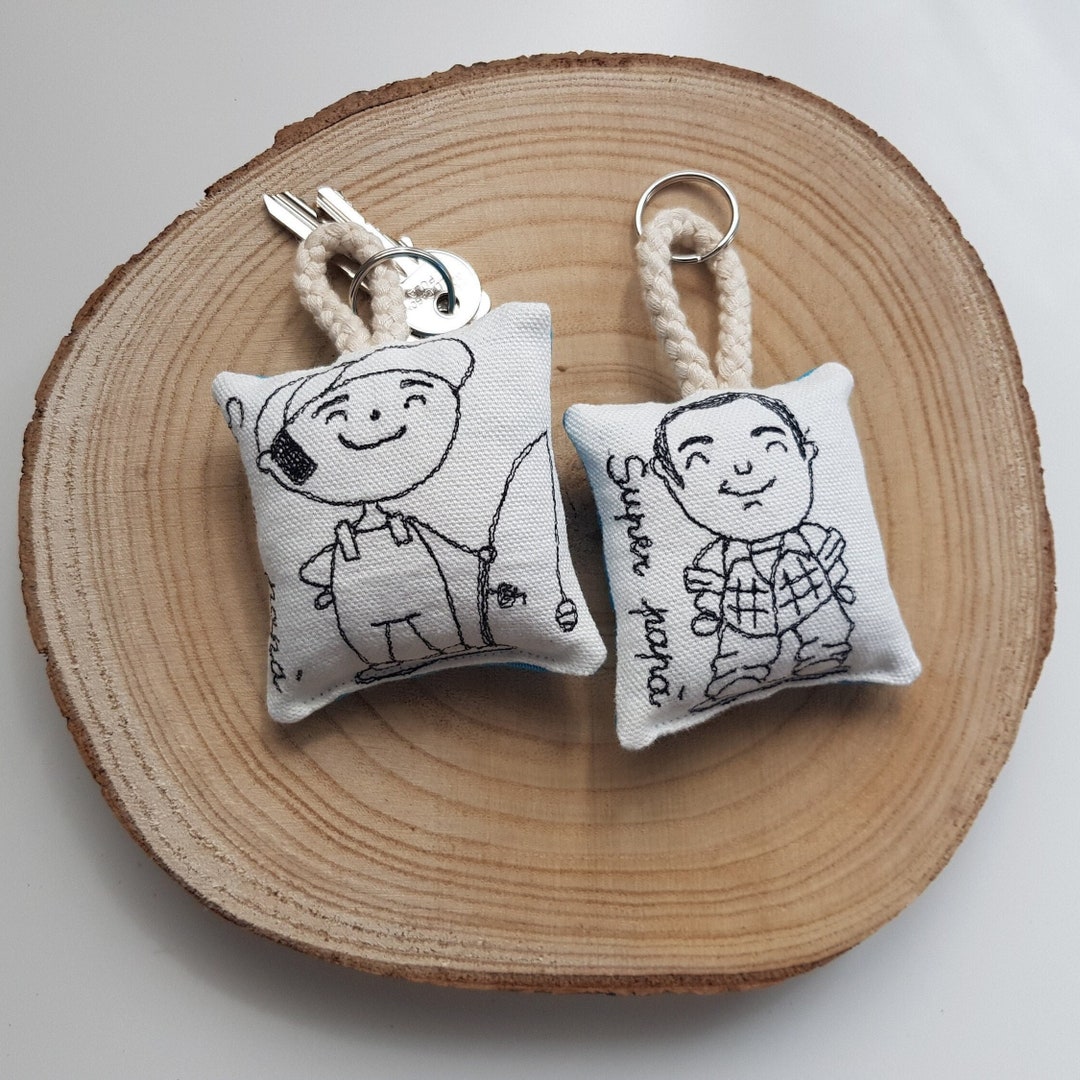 Personalized Keychain With Embroidery Portrait, Gift Idea for Teachers ...